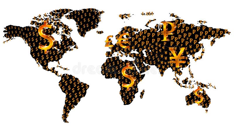 Currency World Map stock vector. Illustration of america - 92127451