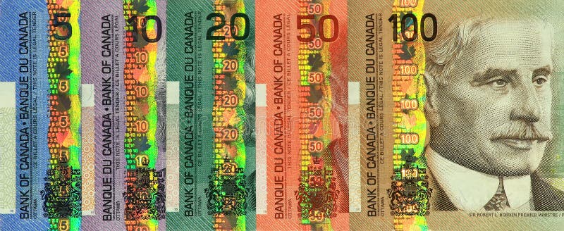 Current Canadian Paper Money Set Stock Photo - Image of note, finance ...