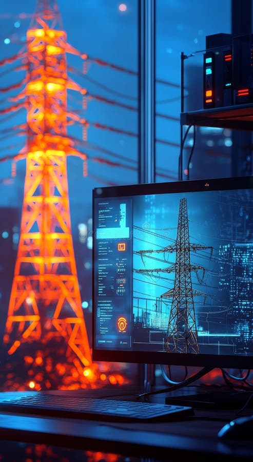 Current Computer Presenting CAD Schematic of an Electrical Project ...