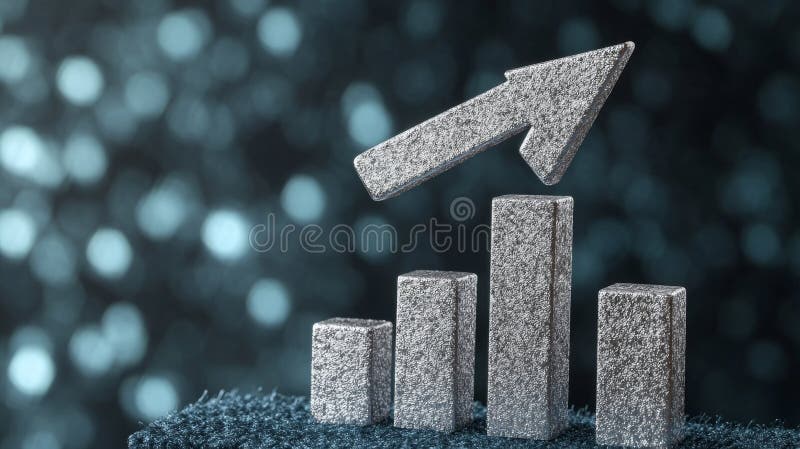 A Current 3D Rendered Stock Market Chart with Vertical Bars and an ...