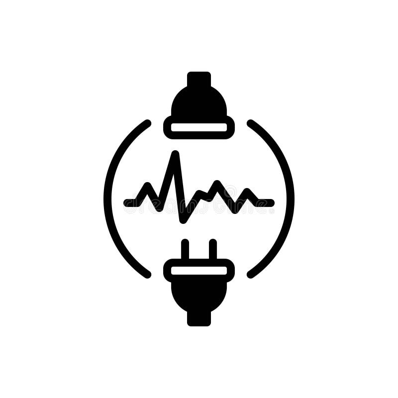 Black Solid Icon for Current, Electric and Cable Stock Vector ...