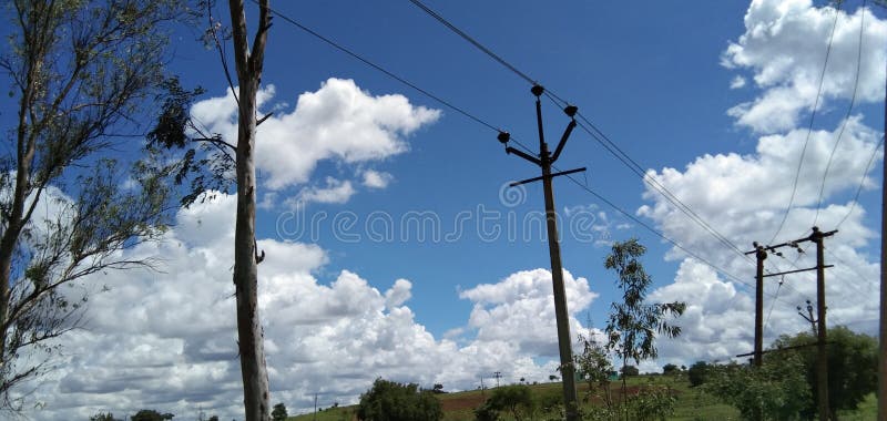 Current Pol and Tree and Sky Clouds Stock Image - Image of current ...