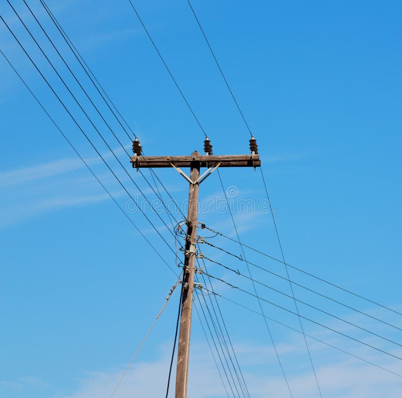 Current Pole Electricity Line in the Cloudy Sky and Abstract Ba Stock ...