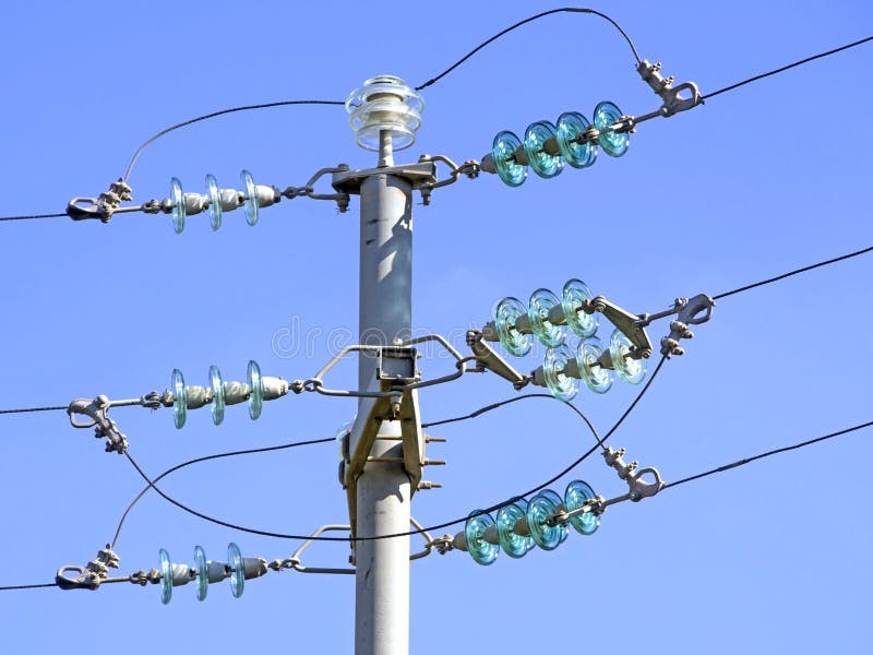 Current Pole With Insulators Stock Photo - Image of connection ...