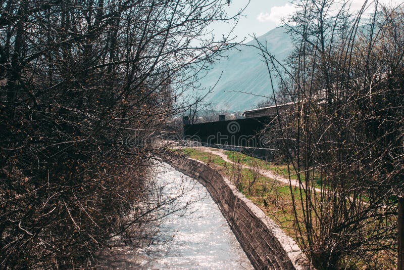 The Current River on the Background of Trees Stock Image - Image of ...