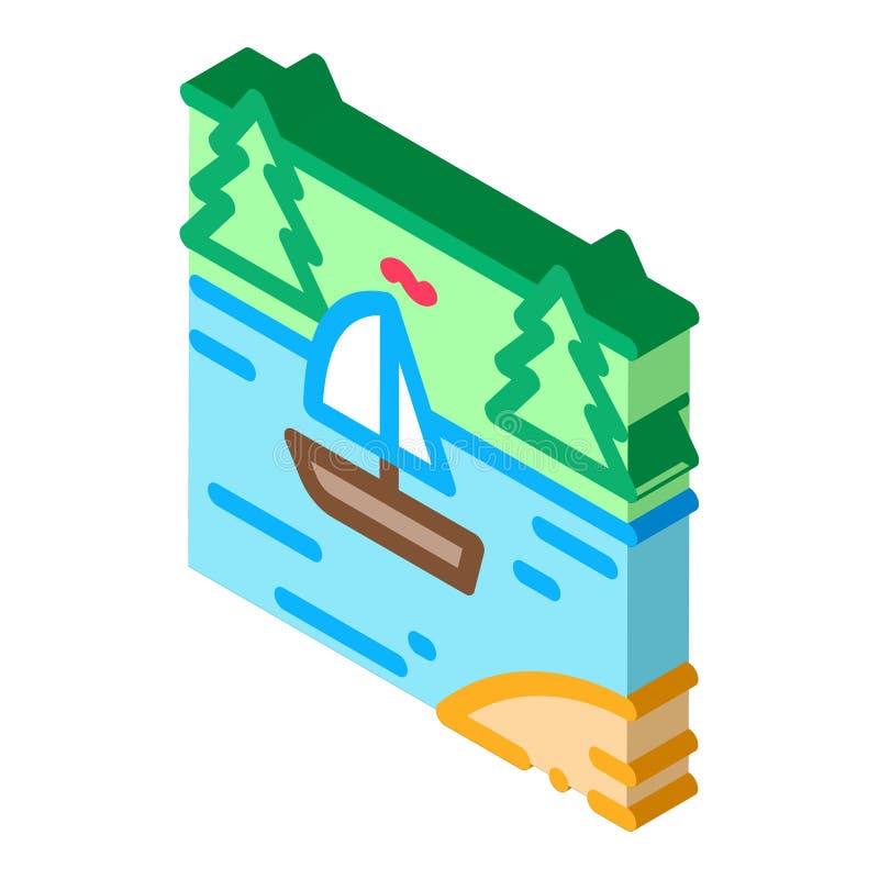 Current River among Gorge Isometric Icon Vector Illustration Stock ...