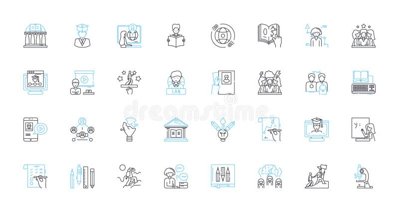 Current Schooling Linear Icons Set. Curriculum, Learning, Assessment ...