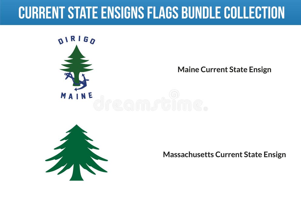 Current State Ensigns Flags Bundle Collection High Quality Vector ...