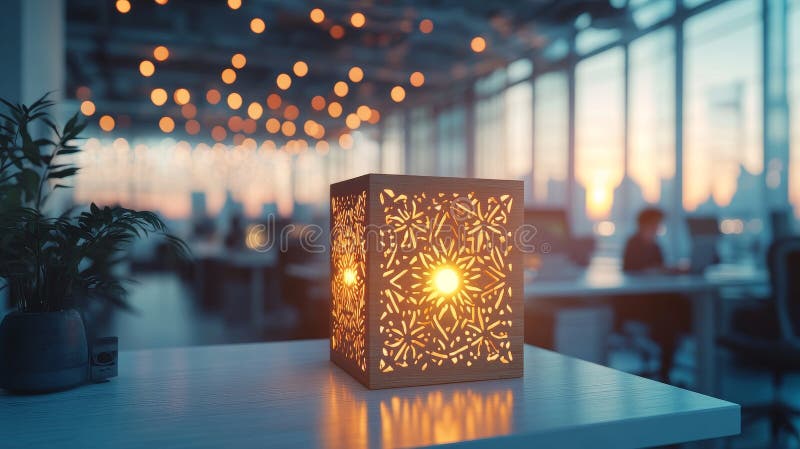 A Current Workspace Showcasing a Decorative Lamp on a Table, with ...