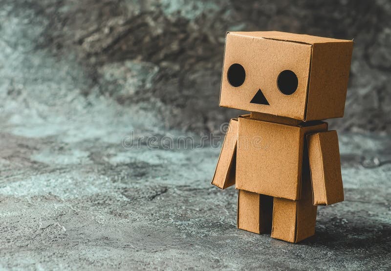 Currently, a Cardboard Robot with a Sad Face is on a Table Stock Photo ...