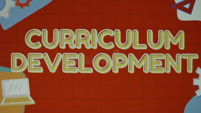 Curriculum Development Inscription on Animated Red Background with ...