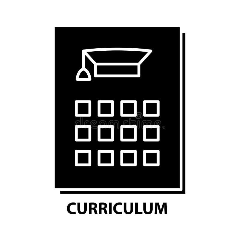 Curriculum Icon, Black Vector Sign with Editable Strokes, Concept ...