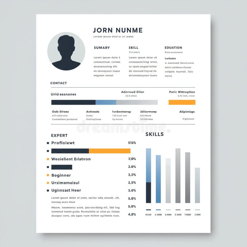 Curriculum Vitae Template with a Minimalist Design. at the Top, a Black ...