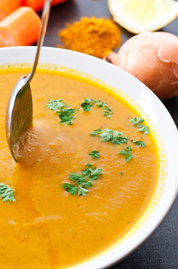 Curried Carrot Soup stock image. Image of lactose, vegan - 28822887