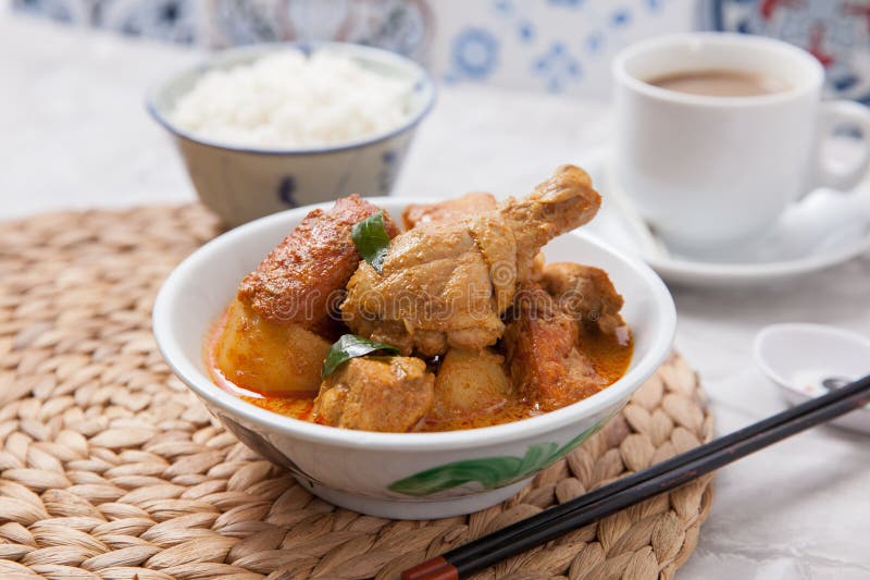 Curry Chicken with Rice and Coffee Stock Photo - Image of curry, ethnic ...
