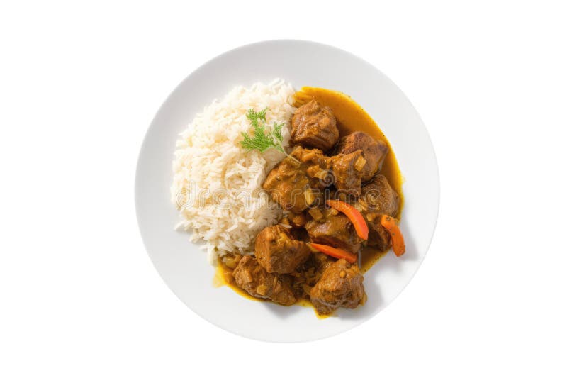 Curry Goat Jamaican Cuisine. on a White Plate Stock Illustration ...