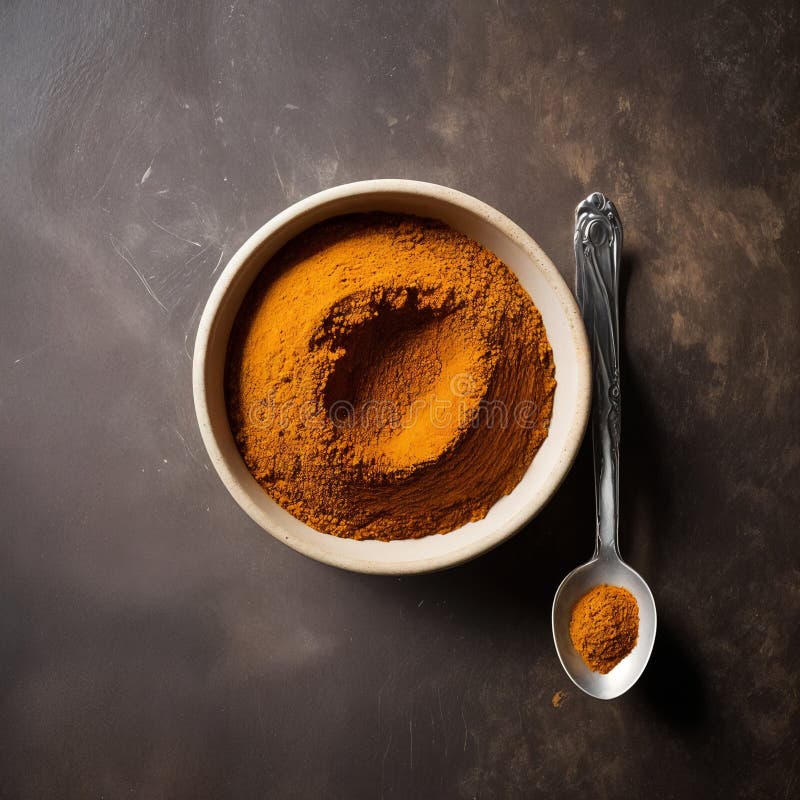 Curry Powder in Bowl and on Spoon - Generated by Ai Stock Illustration ...