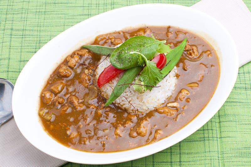 Curry and rice stock image. Image of green, dish, japanese - 26425593
