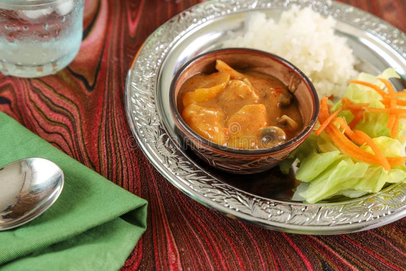 Curry and Rice on the Metal Plate Stock Image - Image of lunch, dinner ...