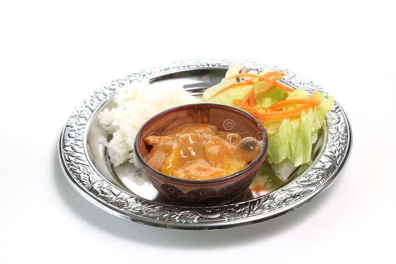 Curry and Rice on the Metal Plate Stock Image - Image of delicious ...