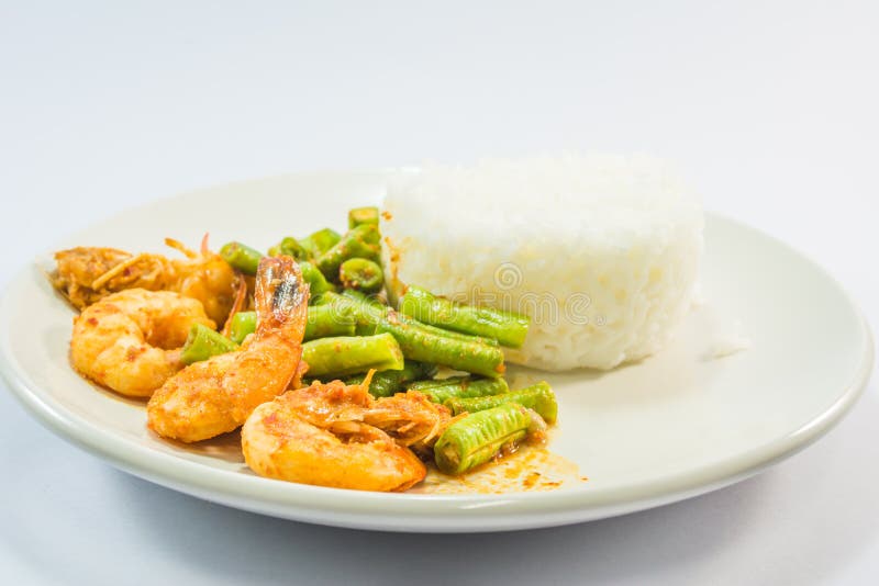 Curry Shrimp Fried Rice stock image. Image of fresh, green - 59176417