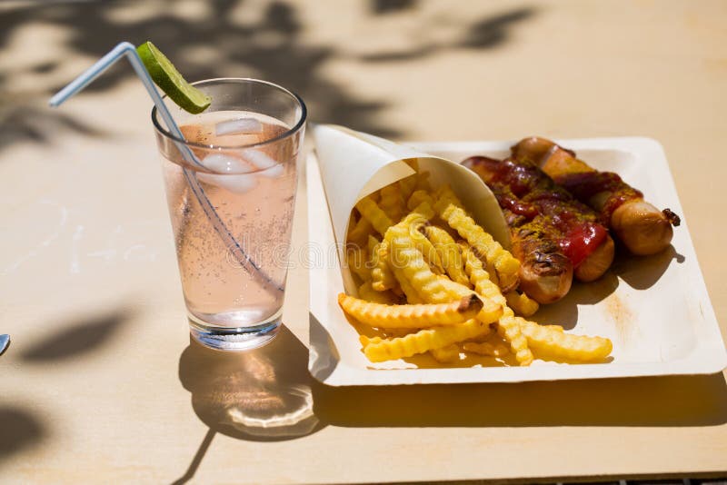 Currywurst and Pommes on Composable Dishes Stock Image - Image of ...