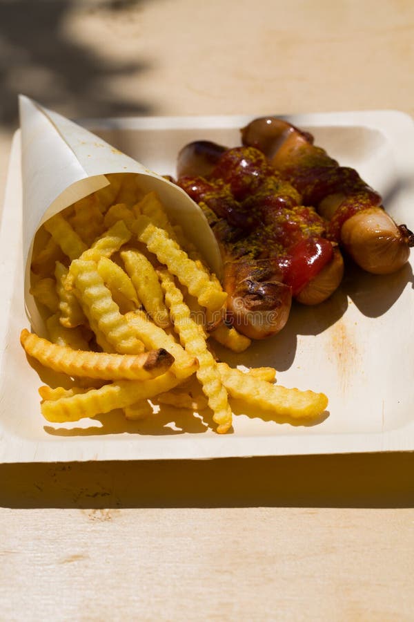 Currywurst and Pommes on Composable Dishes Stock Image - Image of ...