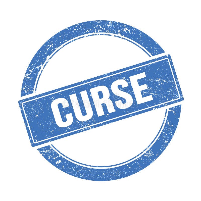 CURSE Text on Blue Grungy Round Stamp Stock Illustration - Illustration ...