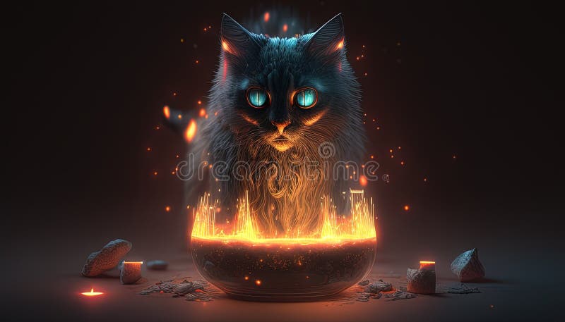 Cursed Cat Digital Art Illustration, Generative AI Stock Illustration ...