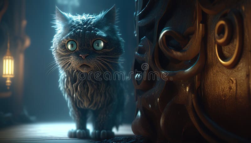 Cursed Cat Digital Art Illustration, Generative AI Stock Illustration ...