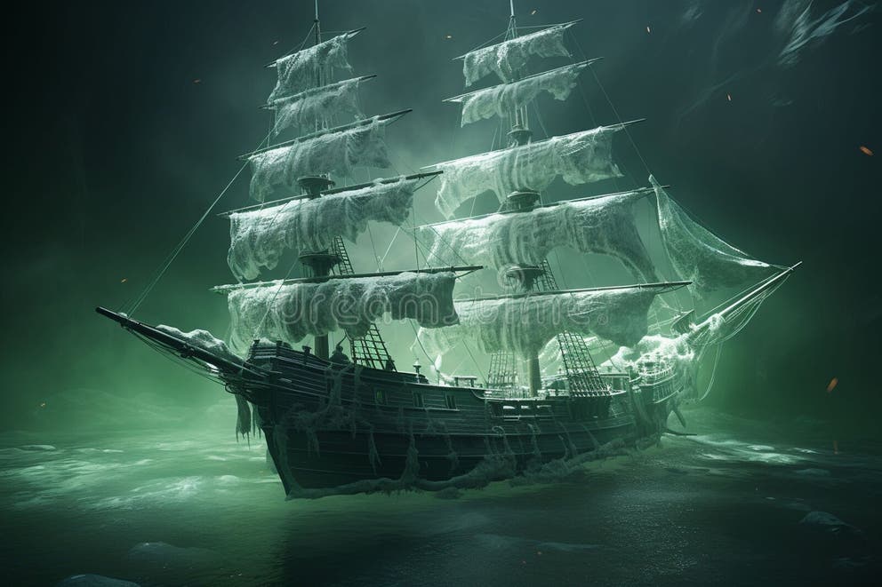 Cursed Ghost Ship a Cursed Ghost Ship Sailing Stock Illustration ...
