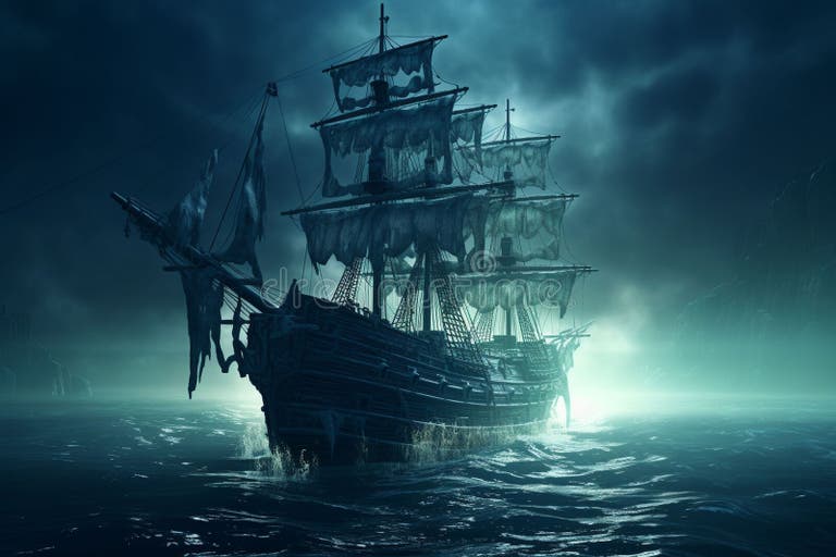 Cursed Ghost Ship Shadows Shadows of a Cursed Stock Illustration ...