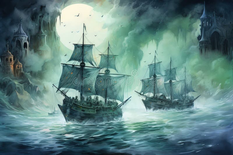 Cursed Ghost Ships, Forever Sailing the Seas with Ghostly Crews Seeking ...