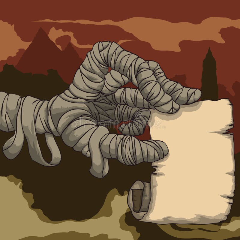 Cursed Mummy Rising from Its Tomb Poster, Vector Illustration Stock ...