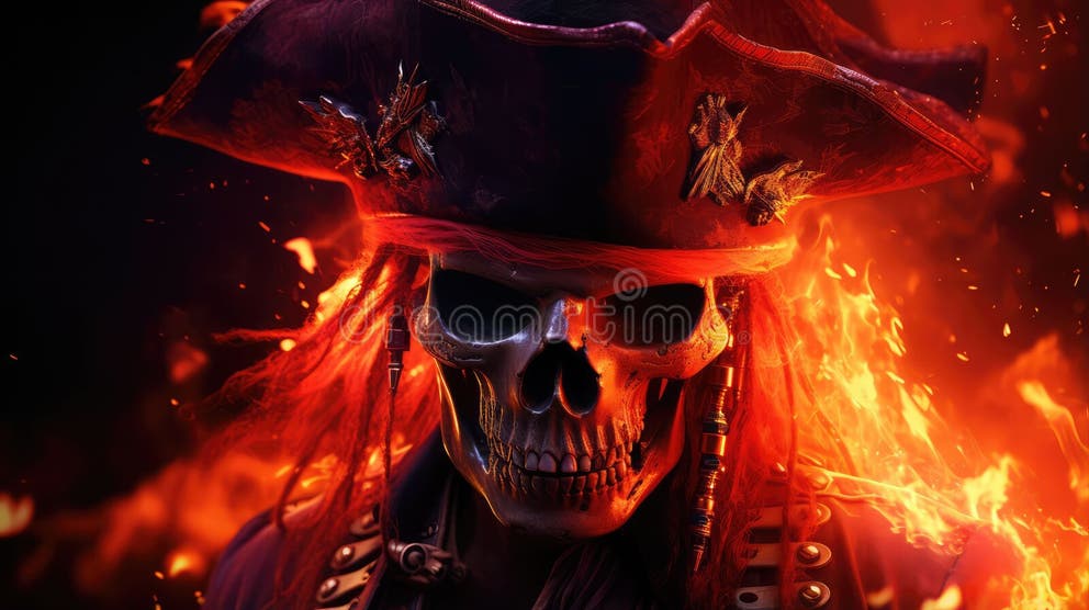 Cursed pirate, close up stock illustration. Illustration of grimace ...