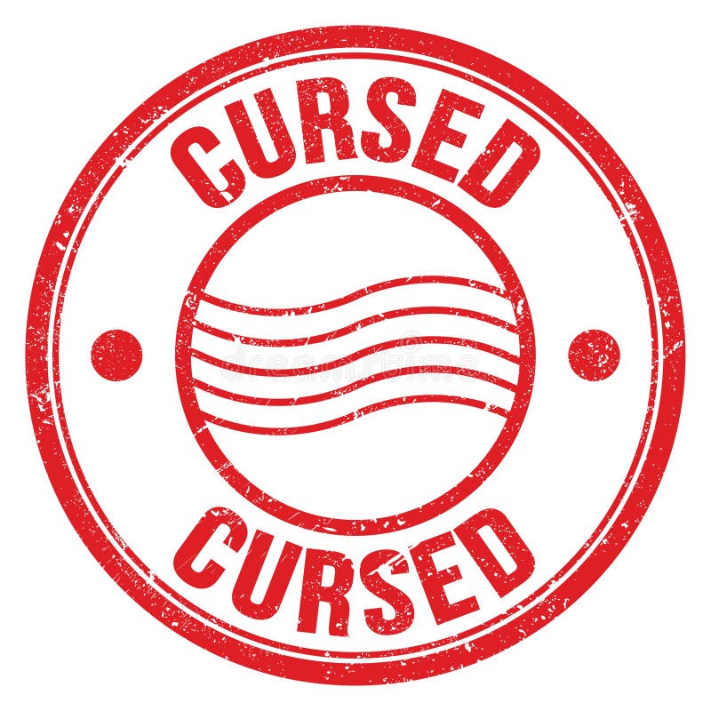 CURSED Text Written on Red Round Postal Stamp Sign Stock Illustration ...