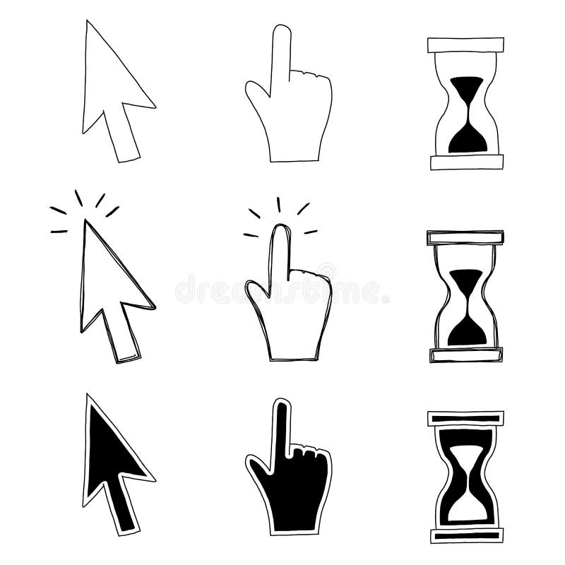Curseur, main et sablier illustration de vecteur. Illustration du point ... Curseur, main et sablier illustration de vecteur. Illustration du point ...