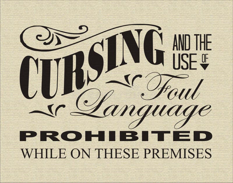 Cursing Prohibited Vintage Sign Stock Illustration - Illustration of ...
