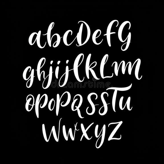 Cursive Alphabet Displayed in White Letters on a Black Background. the ...