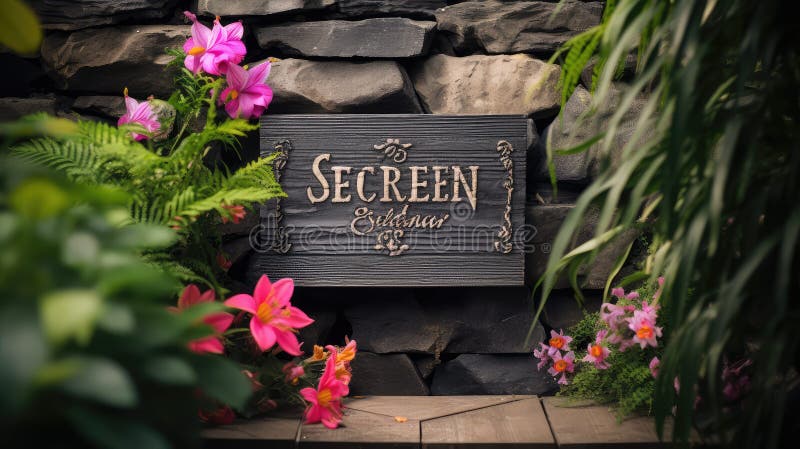 Cursive black wood sign stock illustration. Illustration of intricate ...