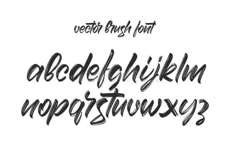Cursive Brush Font. Handwritten English Abc Alphabet on White ...