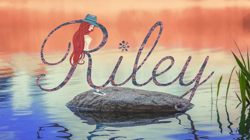 Cursive Design of the Name Name Riley with Serene Water Backdrop and ...
