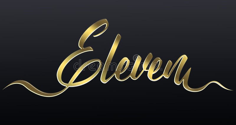 Eleven Gold Lettering stock photo. Illustration of shining - 378814394