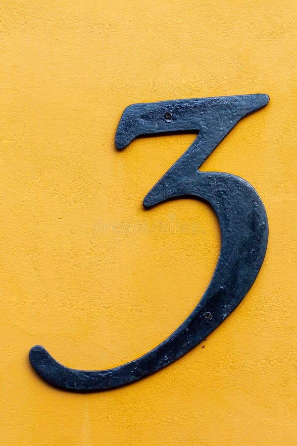 Cursive Number Three Worked in Black Iron Stock Image - Image of close ...