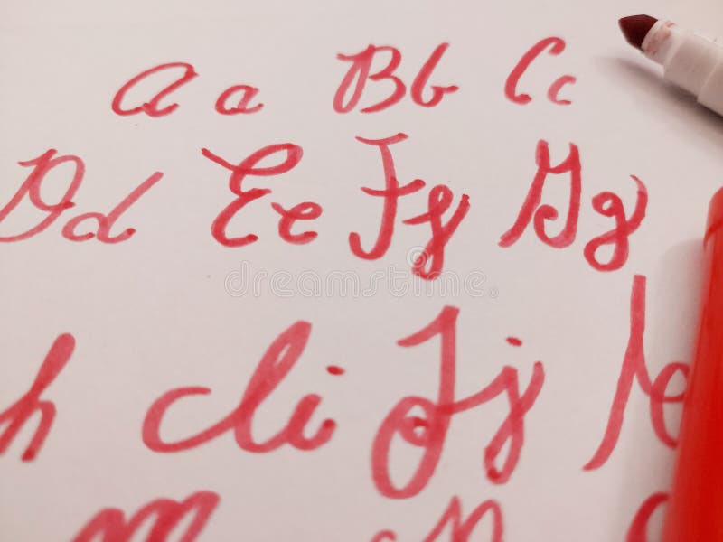 Cursive Red Alphabet! stock image. Image of alphabet - 232263091