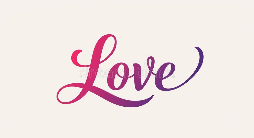 Cursive Script Spells "Love" in a Gradient from Red To Purple. Bold ...