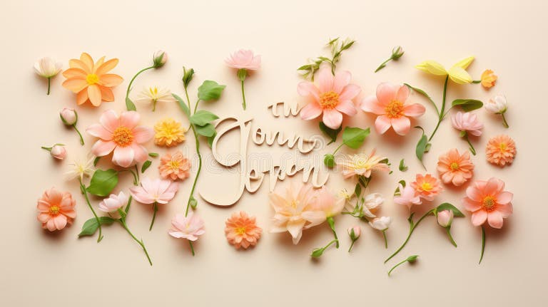 Cursive spring typography stock illustration. Illustration of foliage ...