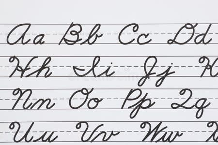 Cursive Writing Alphabet Practice on Lined Paper Stock Photo - Image of ...