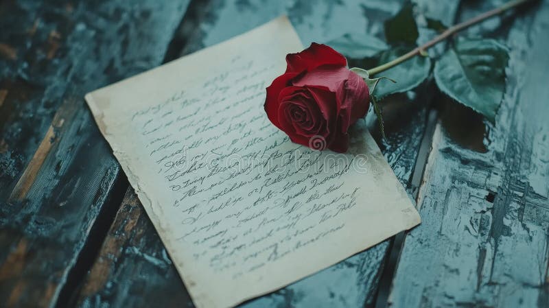 Cursive Writing is Written on a Rose-shaped Piece of Paper Stock Photo ...