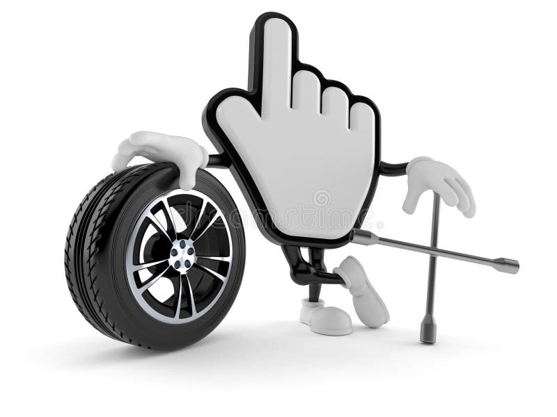 Cursor Character with Car Wheel and Spanner Stock Illustration ...